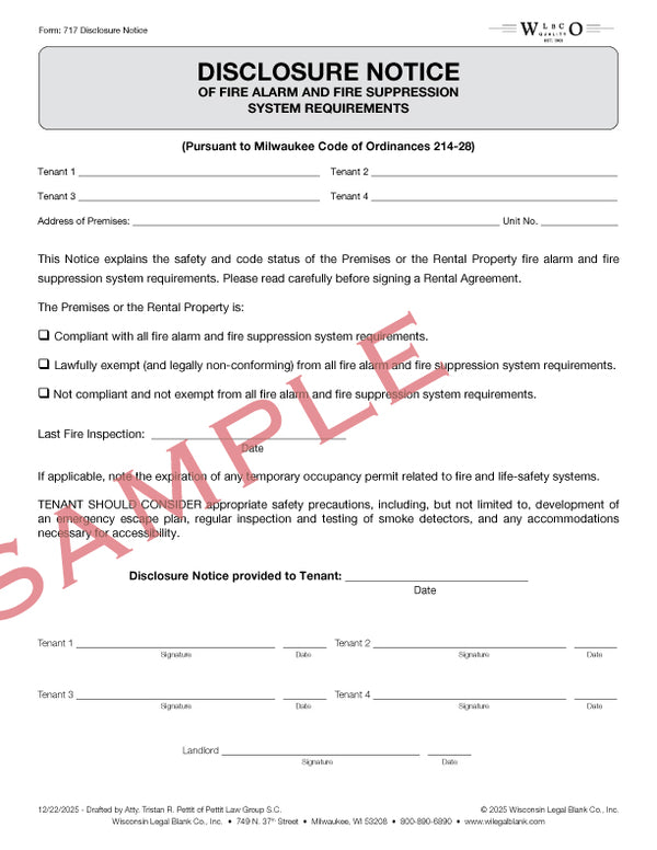 717 Disclosure Notice of Fire Alarm and Fire Suppression System Requir ...