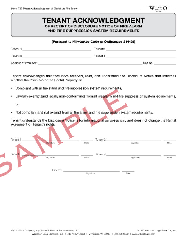 727 Tenant Acknowledgment of Receipt of Disclosure Notice of Fire Alar ...