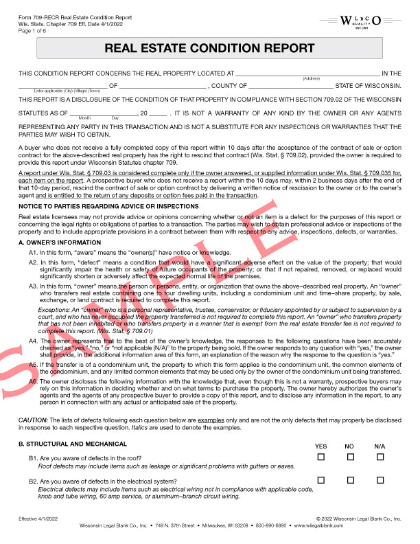 Wisconsin Legal Blank