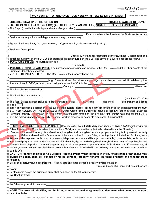 Wisconsin Legal Blank